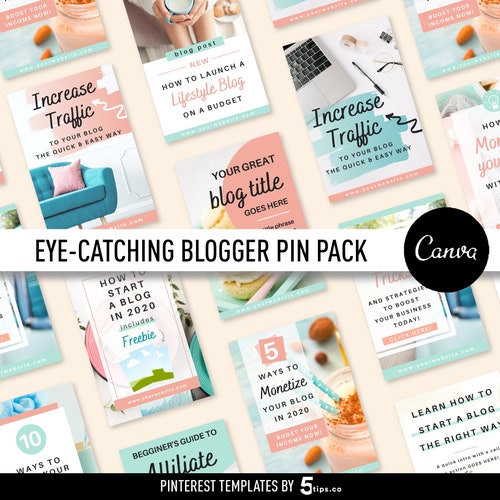 Pinterest Templates for Blogger Canva Template Pinterest | Etsy