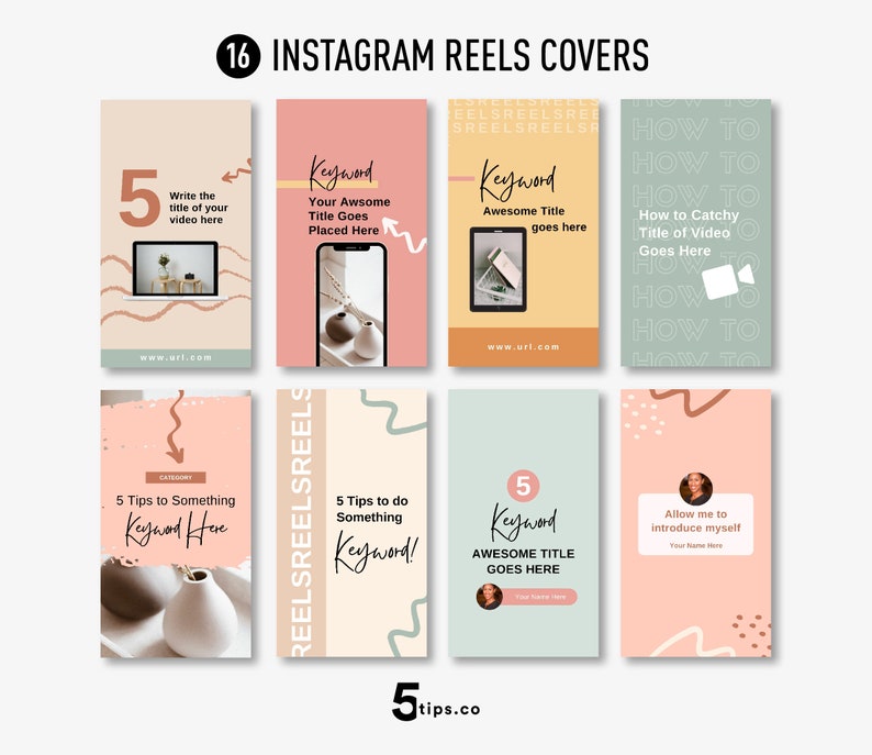 Instagram Templates Reels & IGTV Covers Kit Canva Templates - Etsy