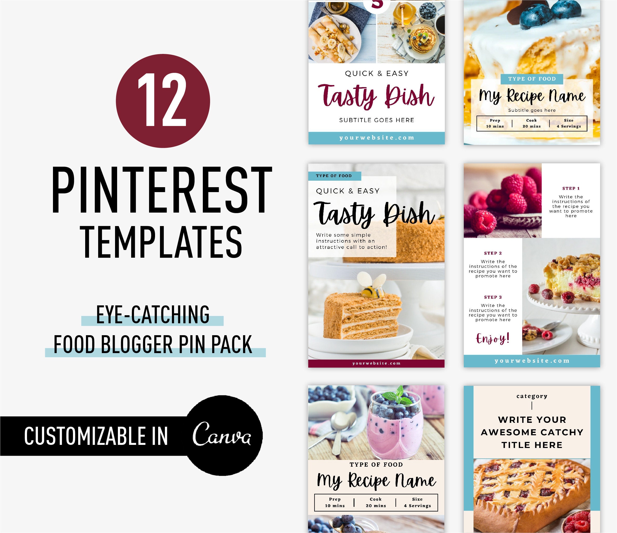 Pinterest Templates for Your Blog and Business Fully Customizable Canva ...