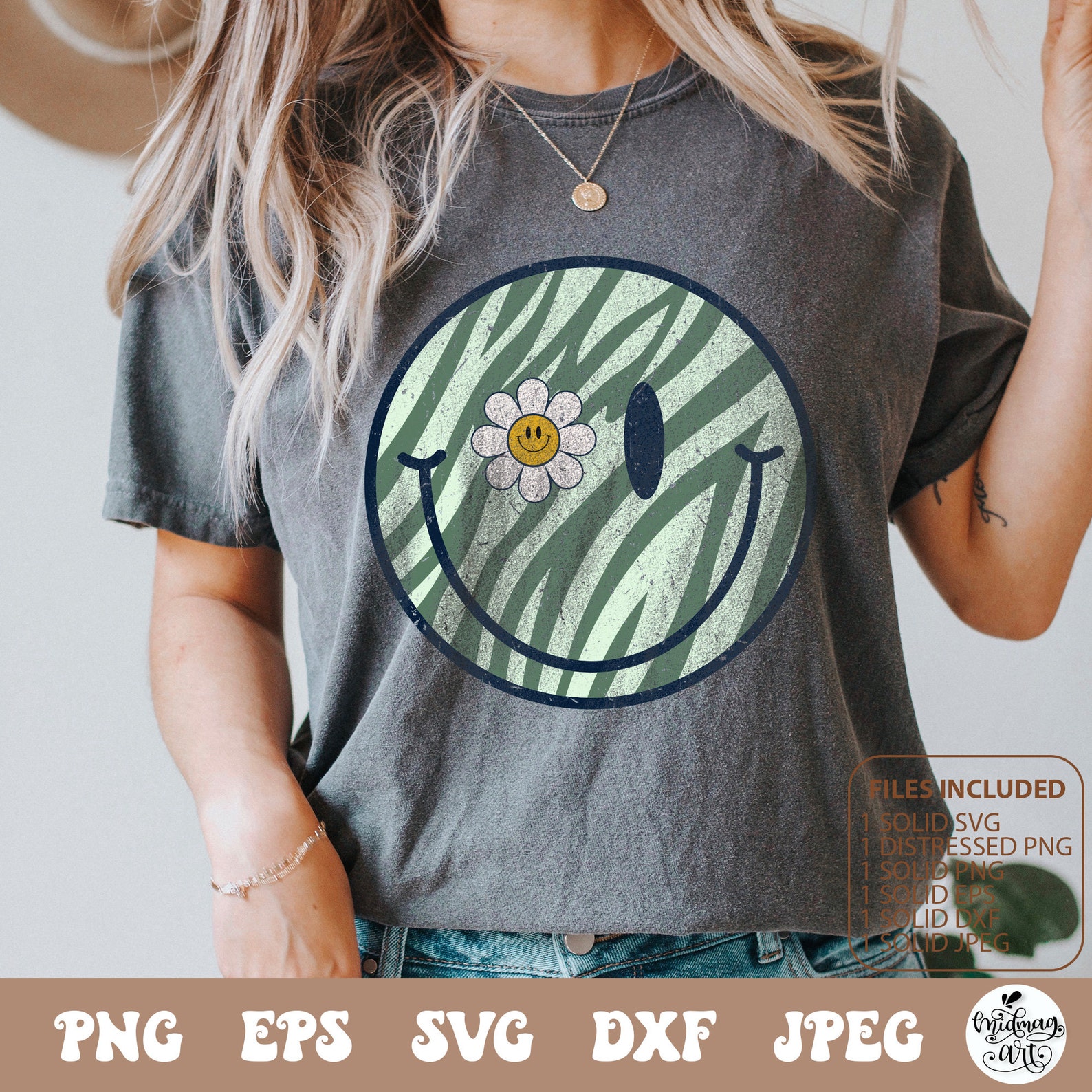 Retro Smiley Face Zebra Daisy Eye Svg Png Sublimation, Distressed Png ...