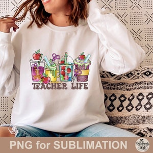 Teacher Life Coffee Cups Png Sublimation Design Download, Teacher's Day ...