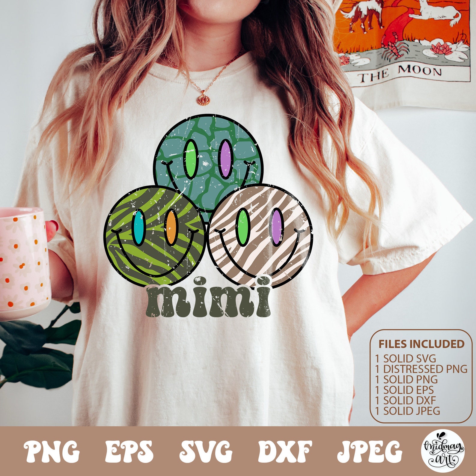 Retro Mimi Smiley Face Svg Png Sublimation Distressed Png - Etsy