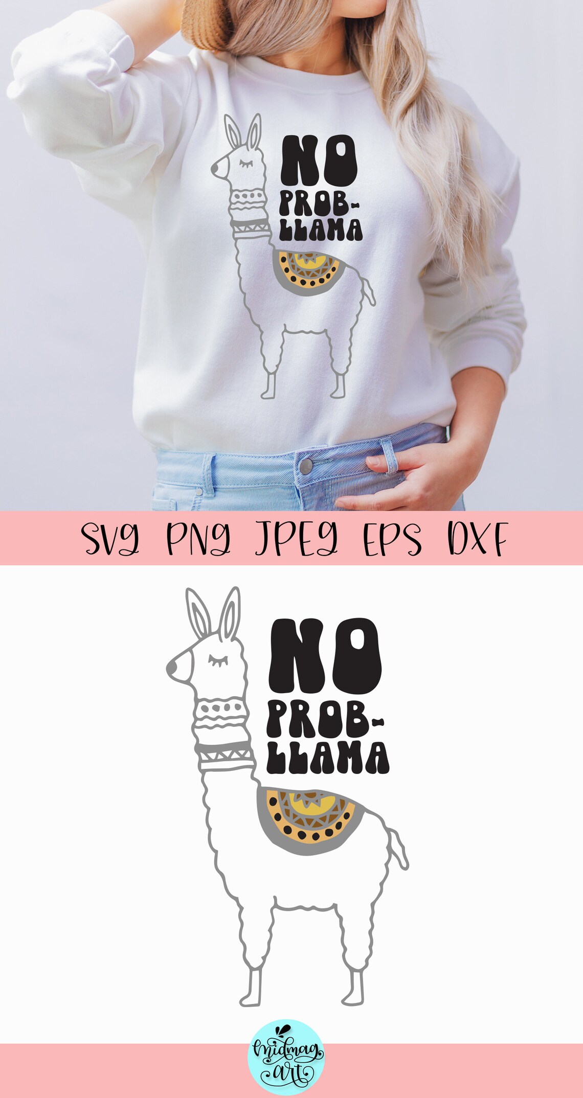 No Probllama Svg Funny School Svg Problem Solver Svg | Etsy