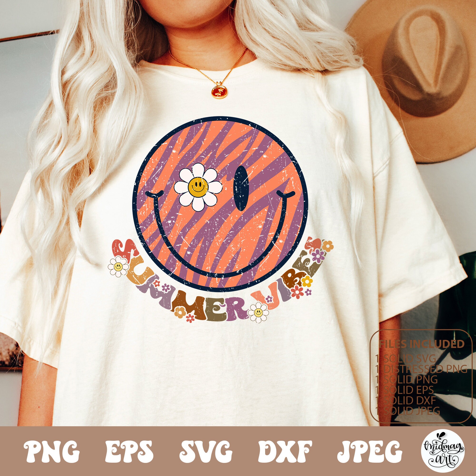 Retro Summer Vibes Smiley Face With Daisy Svg Png Sublimation - Etsy