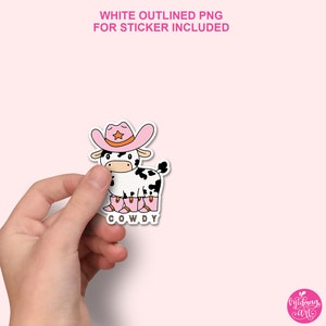 Cowdy Png, Cute Cow Png Sublimation, Trendy Cow Png Design for Stickers ...