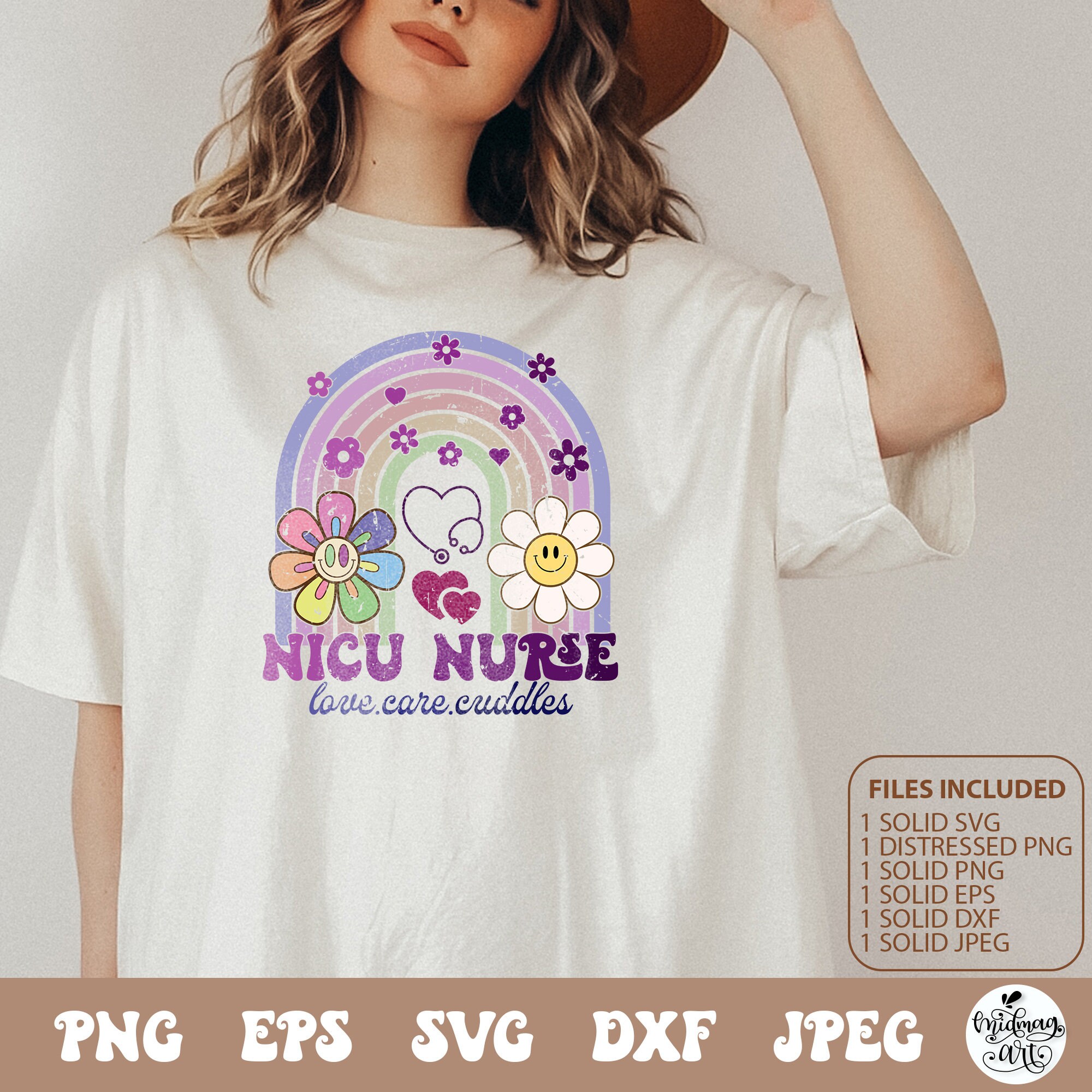 NICU Nurse Rainbow Png Svg, NICU Nurse Png, Boho Nurse Rainbow ...