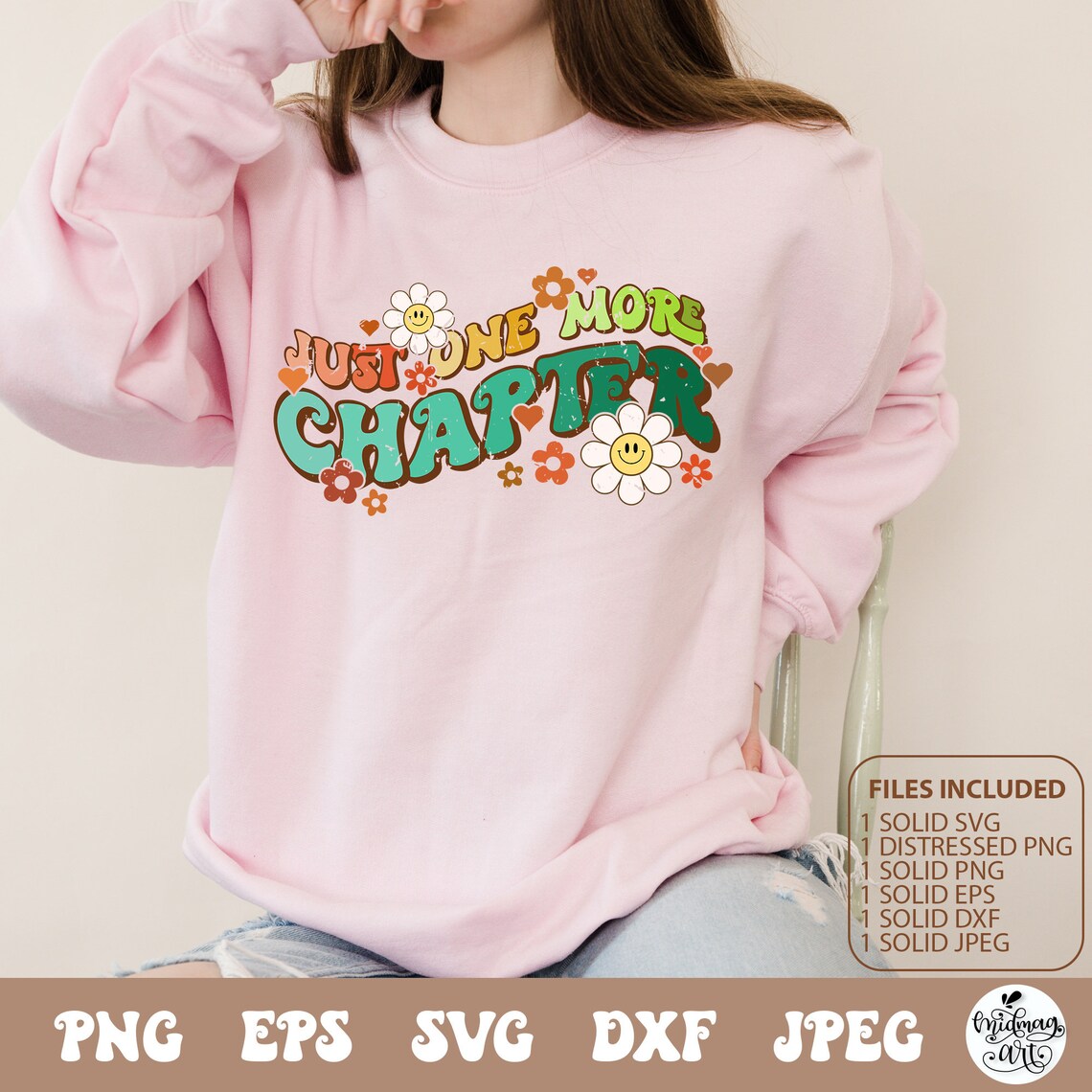 Just One More Chapter PNG, Boho Book Sublimation Design, Cute Bookworm ...