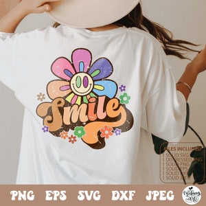Retro Smile Png, Distressed Smiley Face PNG, Daisy Smiley Face PNG ...