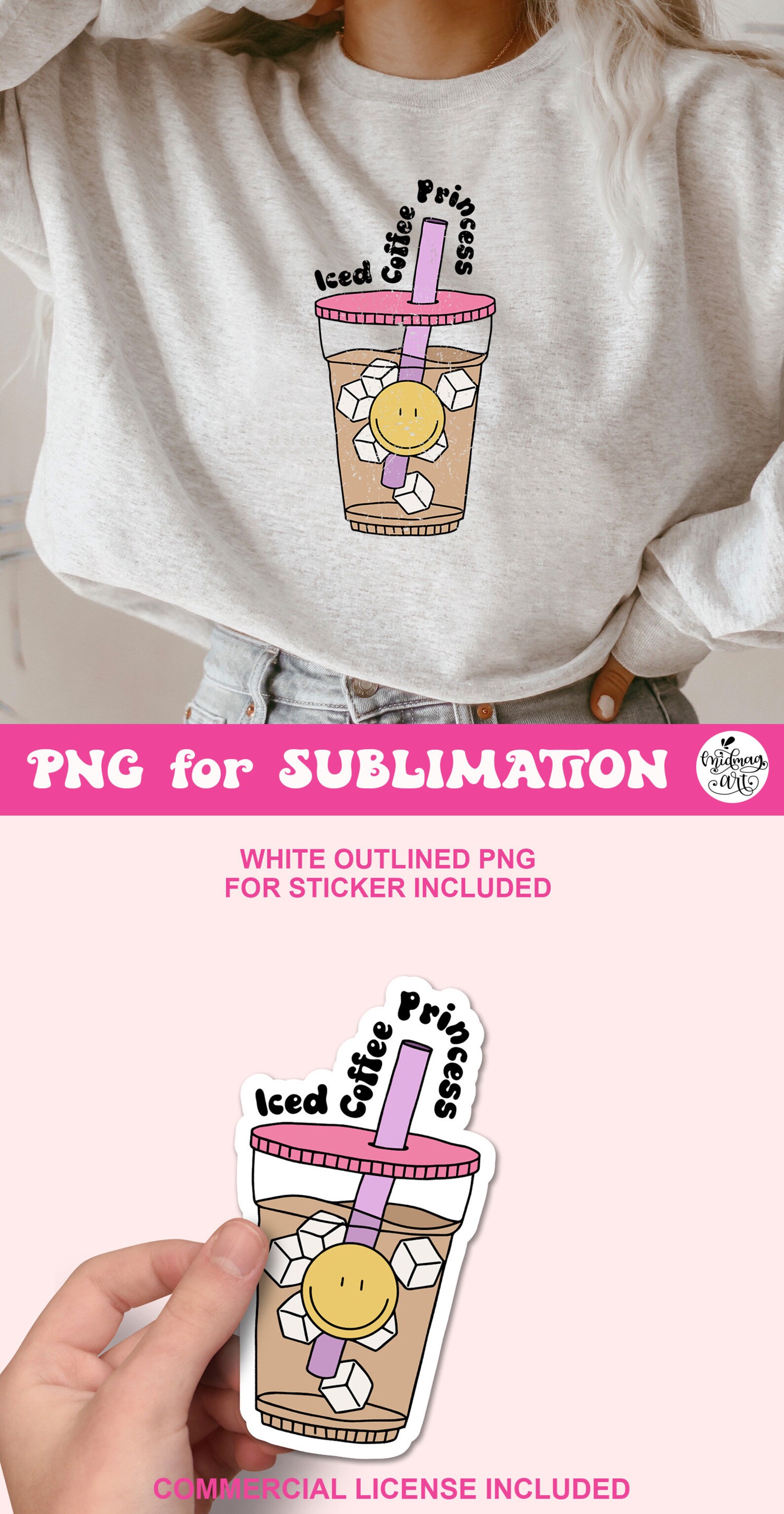 Iced Coffee Princess PNG, Cute Iced Coffee Design, Best Design for ...