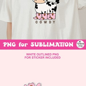 Cowdy Png, Cute Cow Png Sublimation, Trendy Cow Png Design for Stickers ...