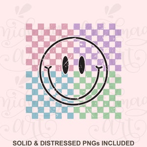 Checkered Smiley Face PNG Svg Pattern, Svg Retro Svg Smiley Face Cut ...