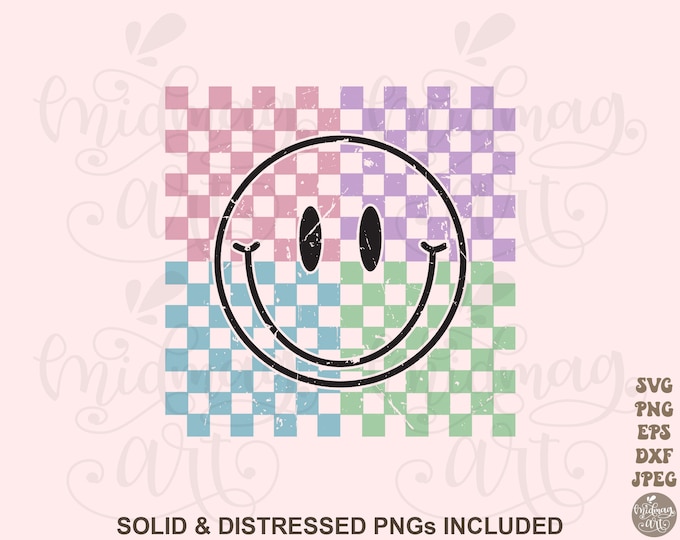 Svg, Png, Smiley Face, Groovy, Groovy Svg, Digital Image, Checkered Svg ...
