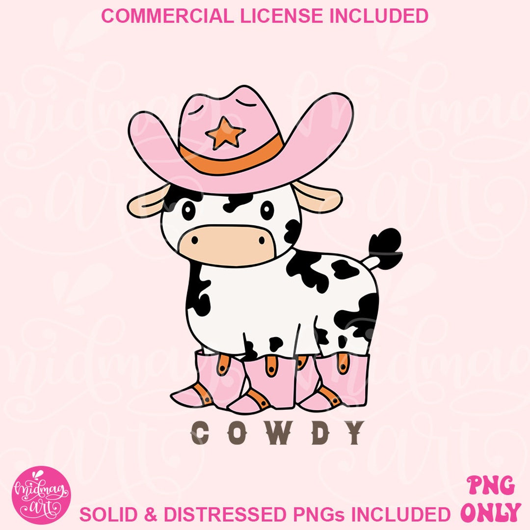 Cowdy Png, Cute Cow Png Sublimation, Trendy Cow Png Design for Stickers ...