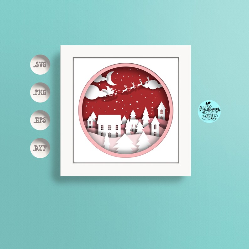 3d Christmas Shadow Box Svg Christmas Scene Shadow Box Svg - Etsy