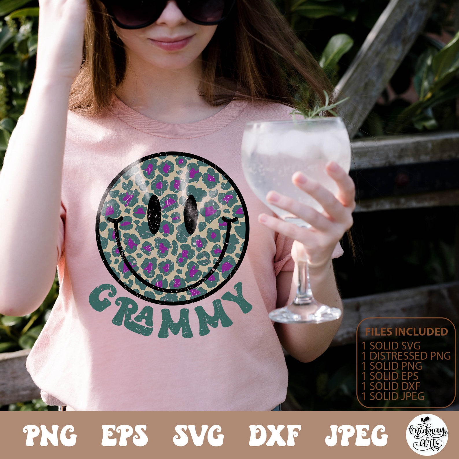 Retro Grammy Smiley Face Svg Png Sublimation, Distressed Png ...