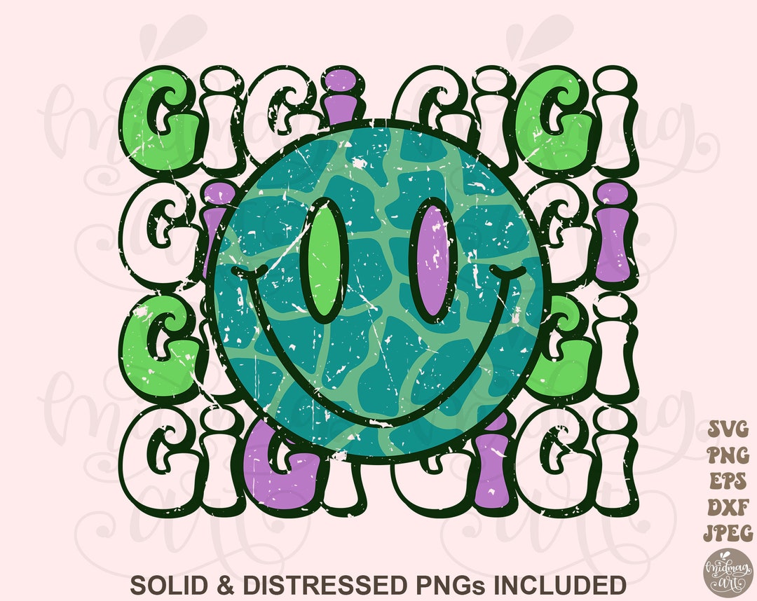 Retro Gigi Tortoise Smiley Face Svg Png Sublimation, Distressed Png ...