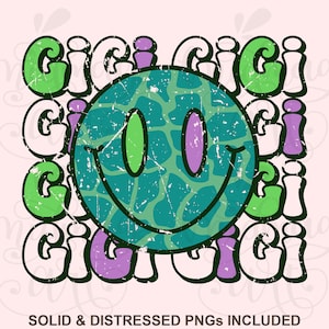 Retro Gigi Tortoise Smiley Face Svg Png Sublimation, Distressed Png ...