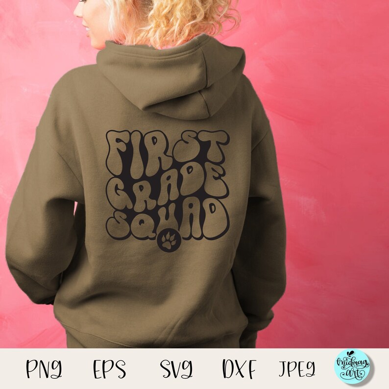 First Grade Squad Svg First Grade Svg Groovy Hippie Text Etsy