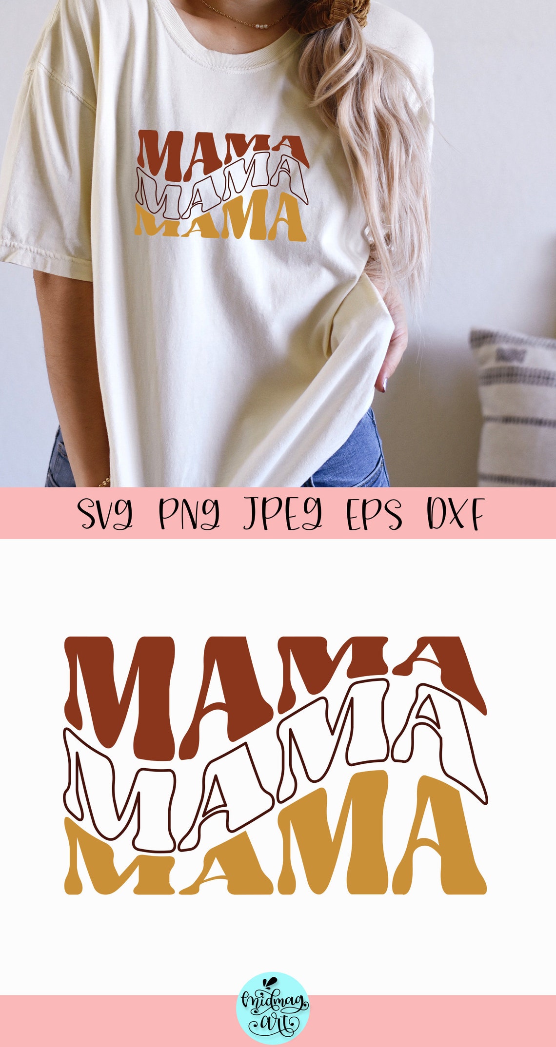 Mama Svg Wavy Text Svg Blessed Mama Svg Blessed Mom Svg - Etsy