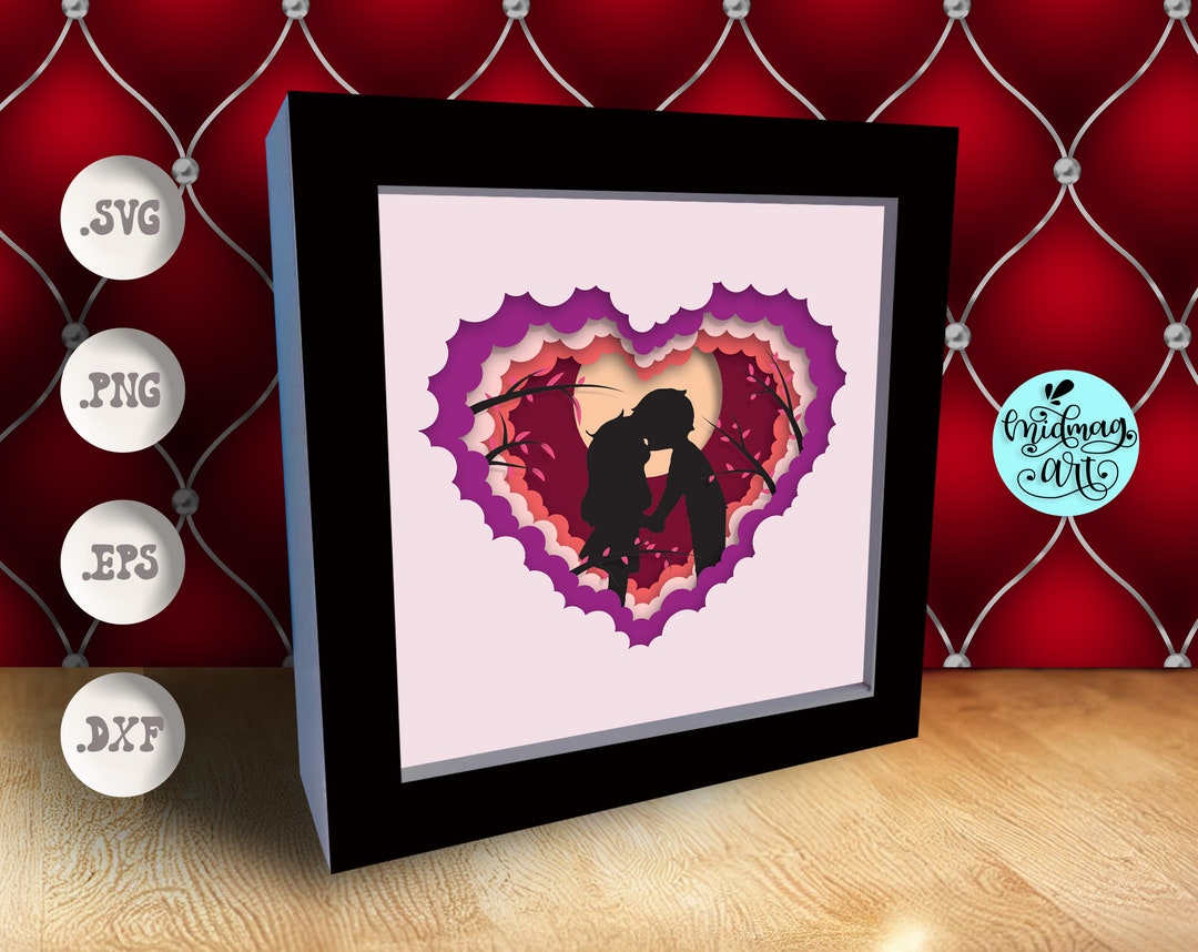 Valentines Day Shadow Box Svg, 3d Valentine Scene Shadow Box Svg, 3d ...
