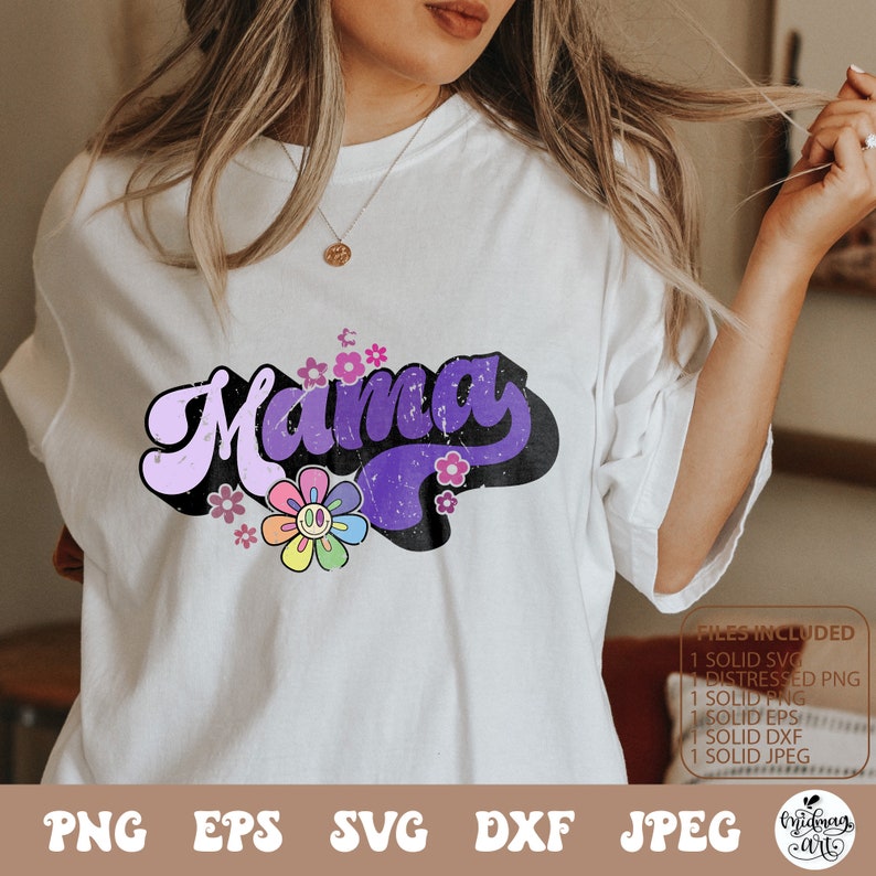 Retro Mama and Mini Groovy Daisy Svg Png Sublimation - Etsy