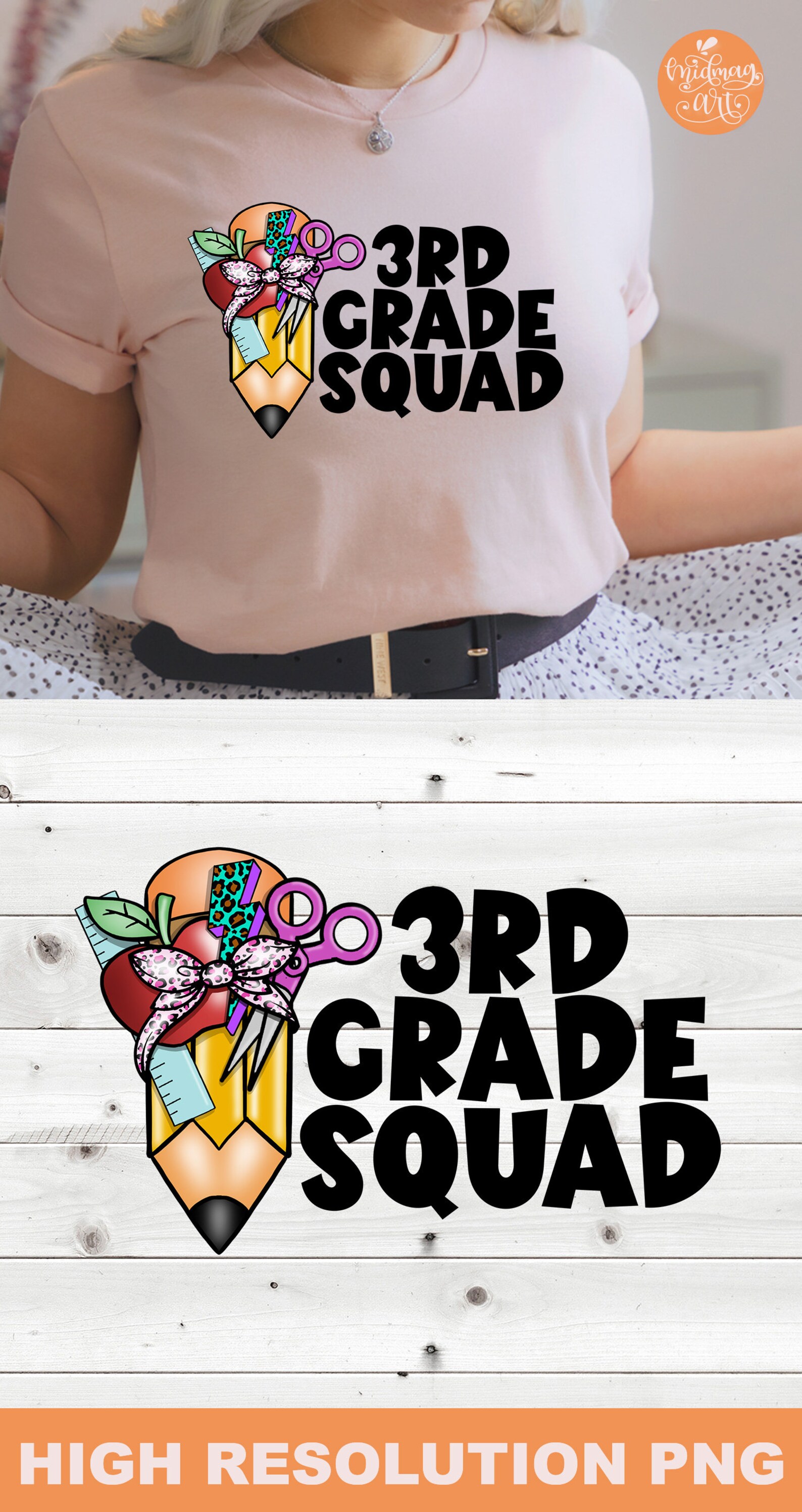 3rd Grade Squad Sublimation Png School Sublimation Design - Etsy
