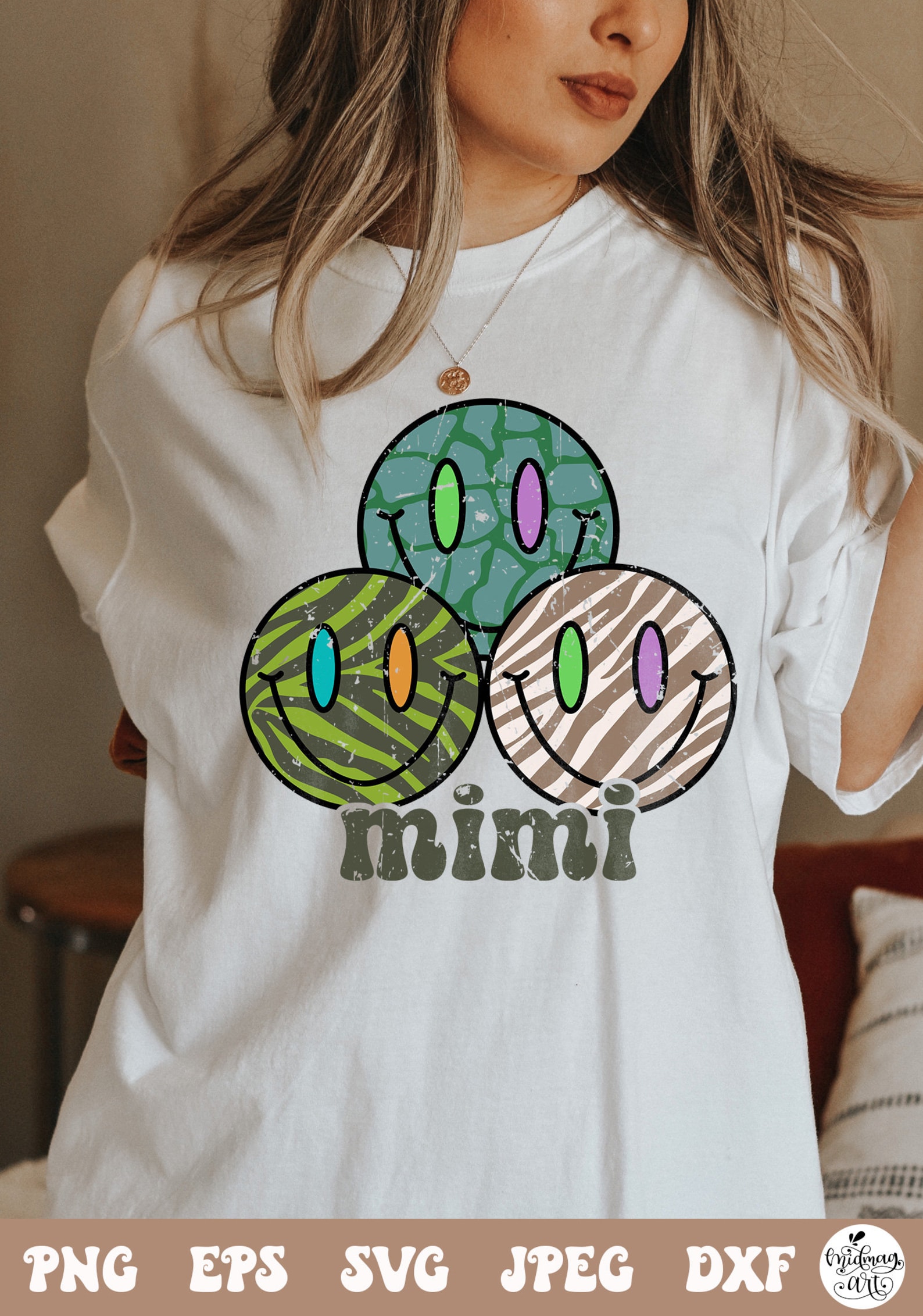 Retro Mimi Smiley Face Svg Png Sublimation Distressed Png - Etsy