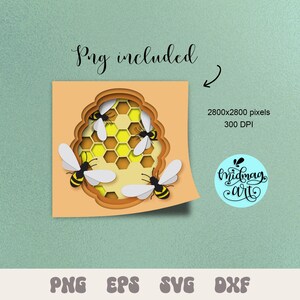 Bee and Hive Shadow Box Svg, Layered Cardstock Svg, Bee Svg, Hive Svg ...