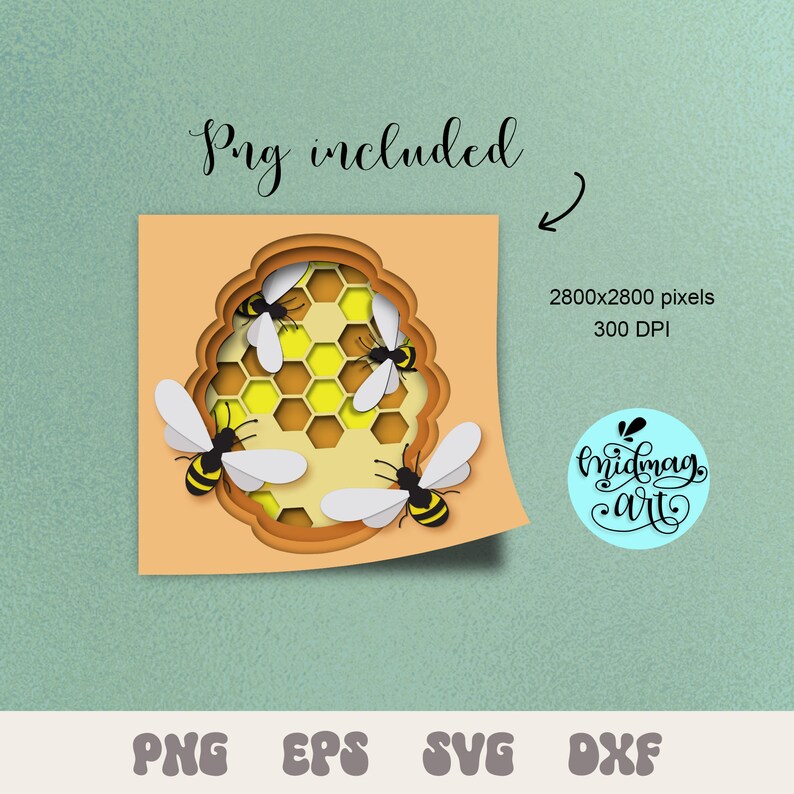 Bee and Hive Shadow Box Svg, Layered Cardstock Svg, Bee Svg, Hive Svg ...