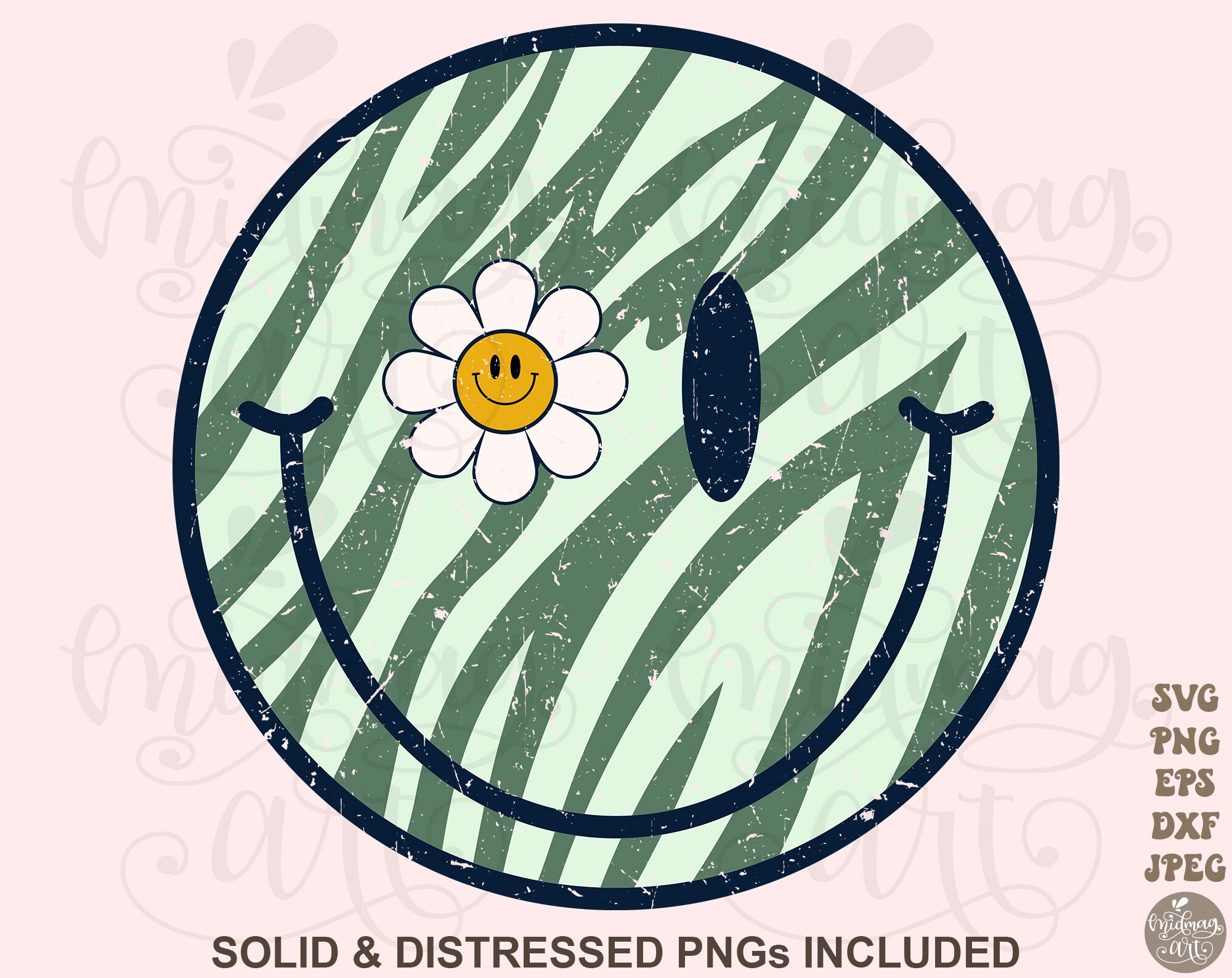 Retro Smiley Face Zebra Daisy Eye Svg Png Sublimation - Etsy