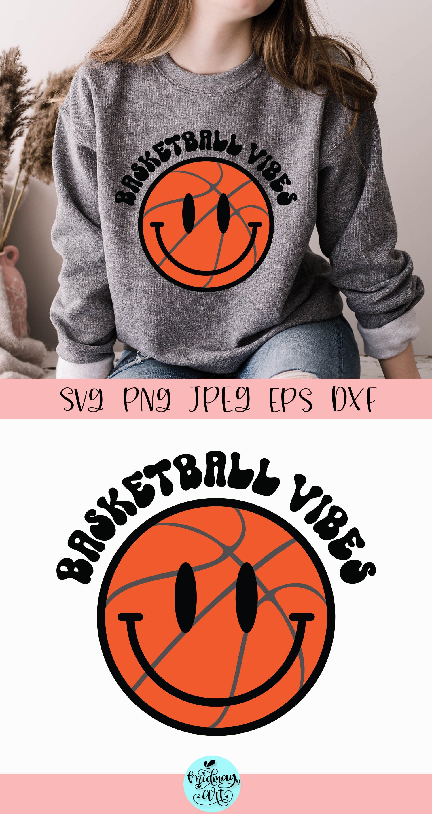 Basketball Vibes Svg Groovy Svg Retro Svg Round Svg Hippie | Etsy