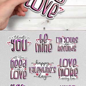 Valentine's Day Printable Stickers Bundle, Valentine's Day Png Stickers ...