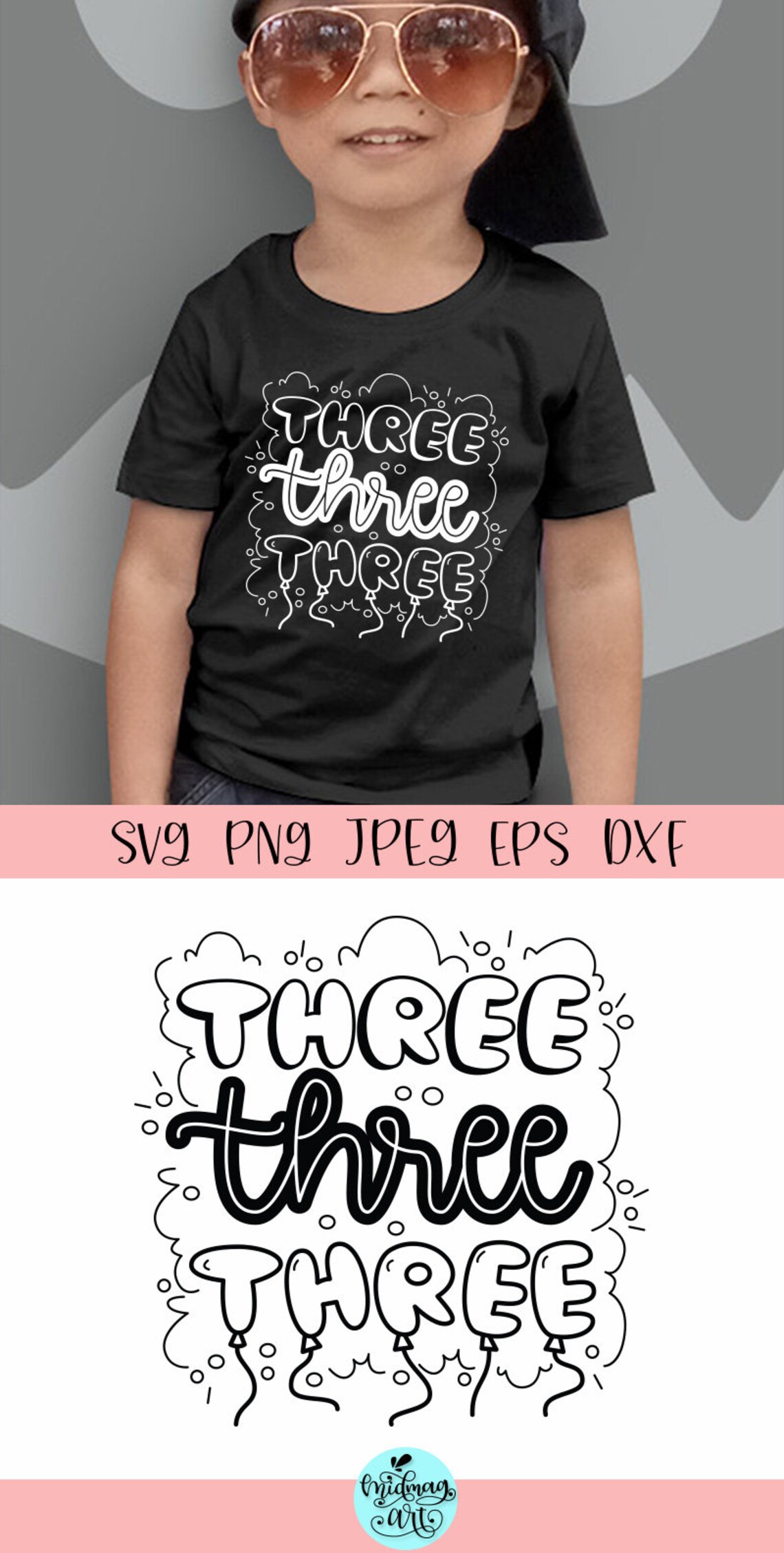 Three svg 3rd birthday svg my third birthday svg three | Etsy