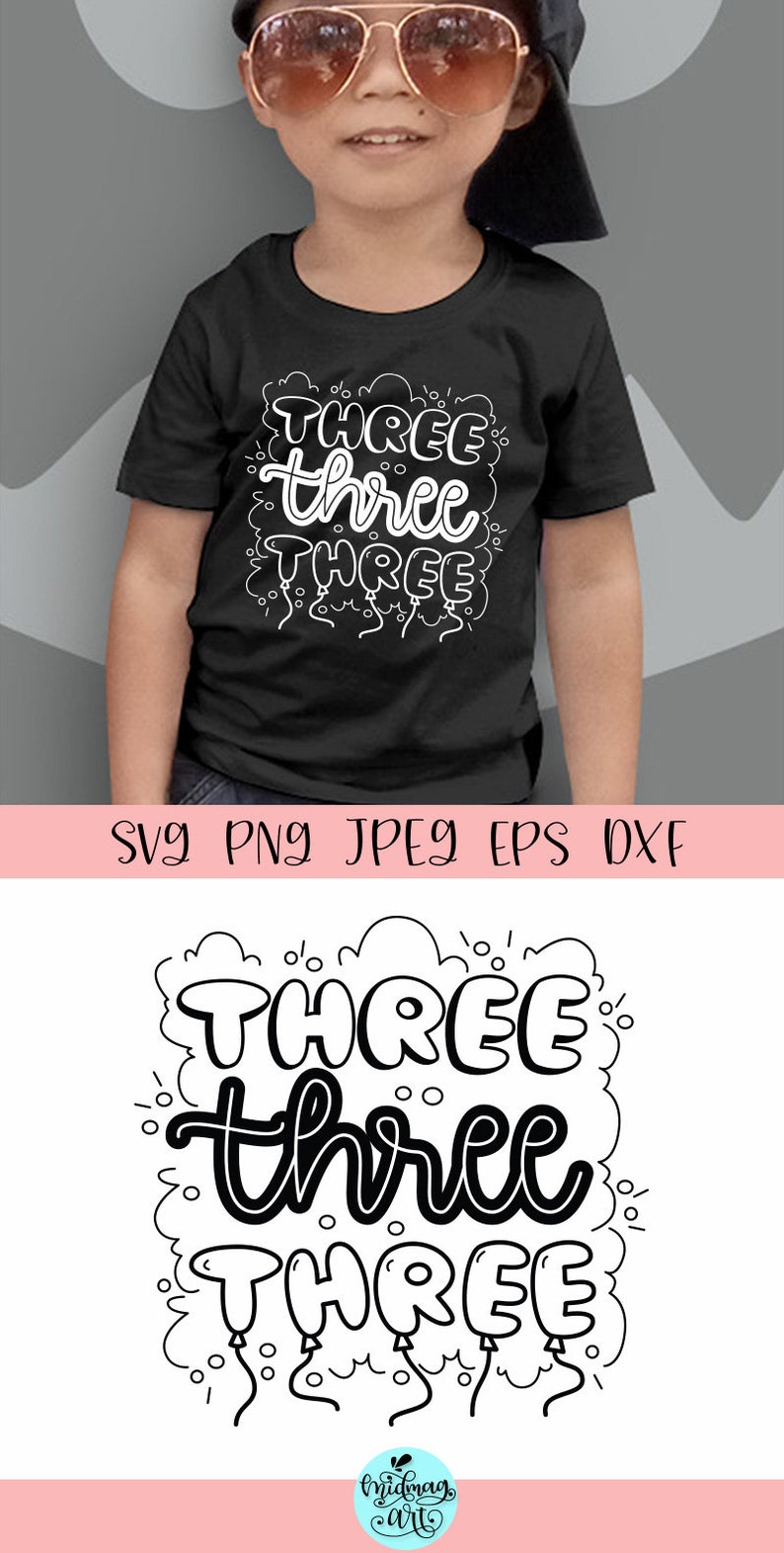 Three Svg 3rd Birthday Svg My Third Birthday Svg Three - Etsy