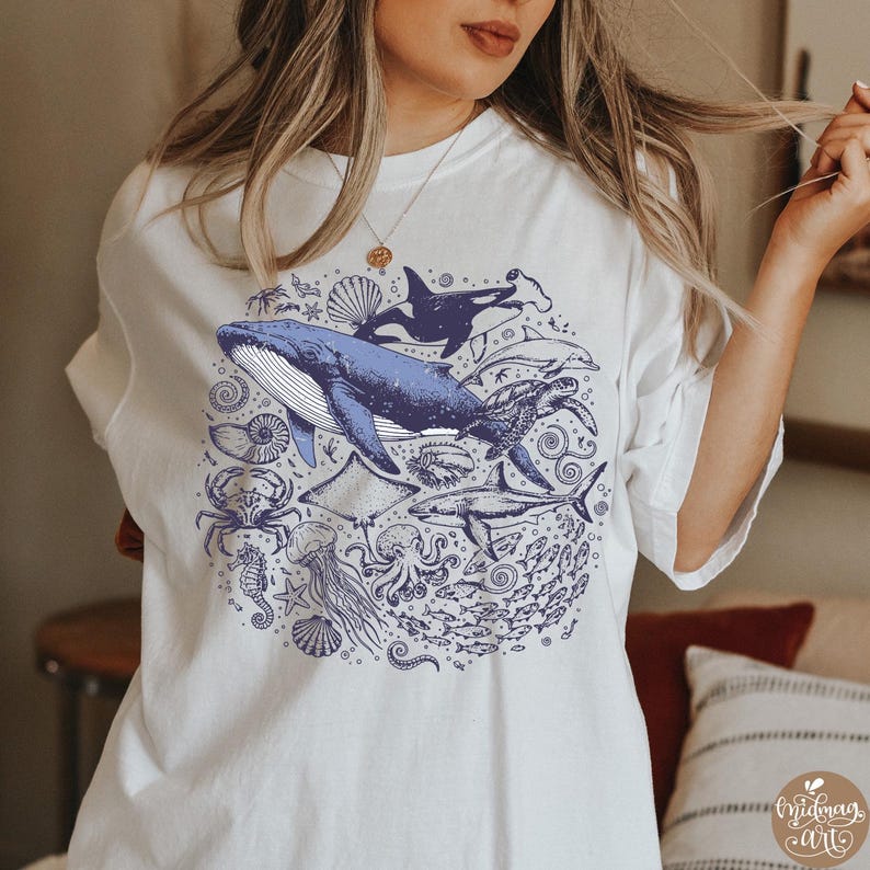 Sea Animals PNG, 90s Vintage Ocean PNG, Y2K Retro Whale Dolphin Turtle ...
