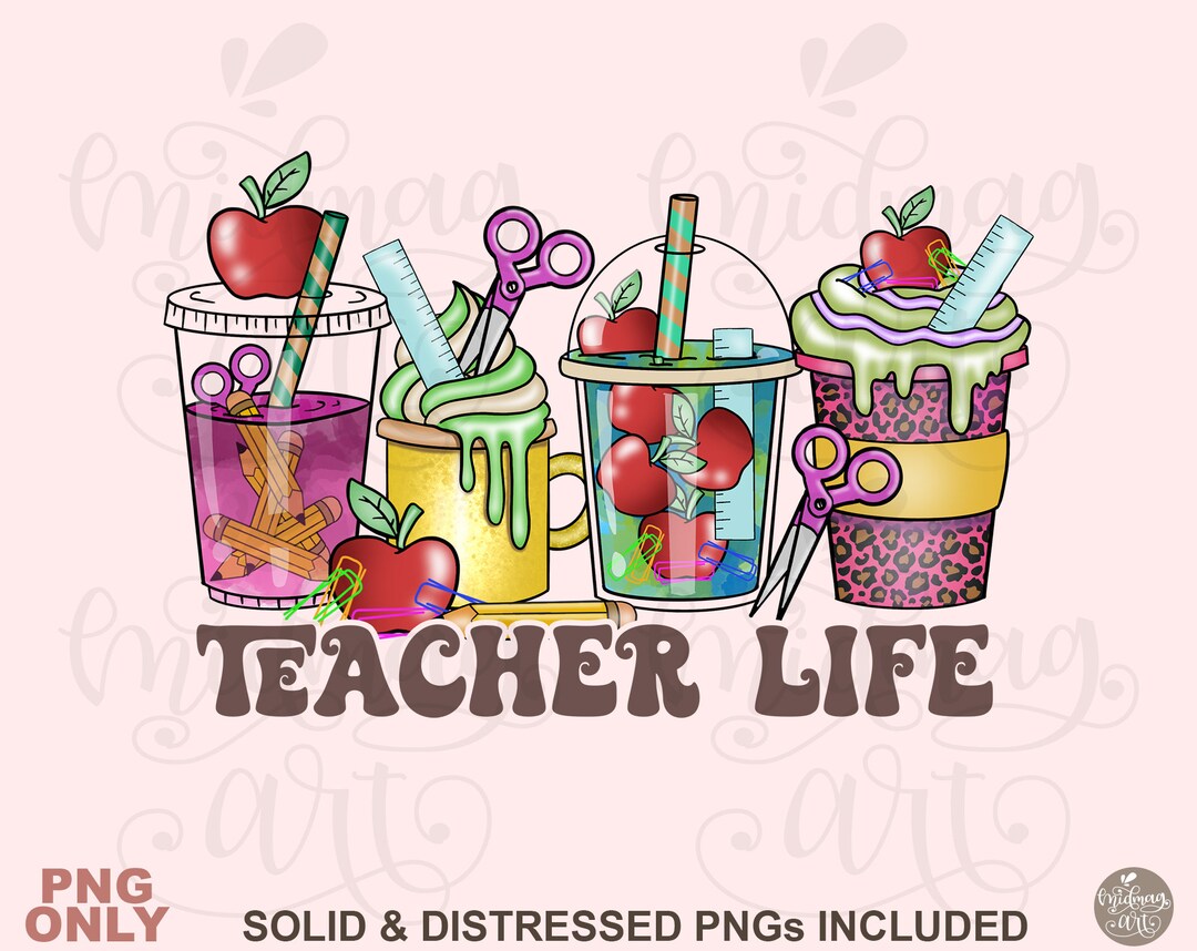 Teacher Life Coffee Cups Png Sublimation Design Download, Teacher's Day ...