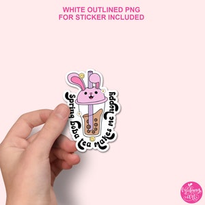 Spring Boba Tea Makes Me Hoppy PNG, Easter Png, Easter Bunny Png ...