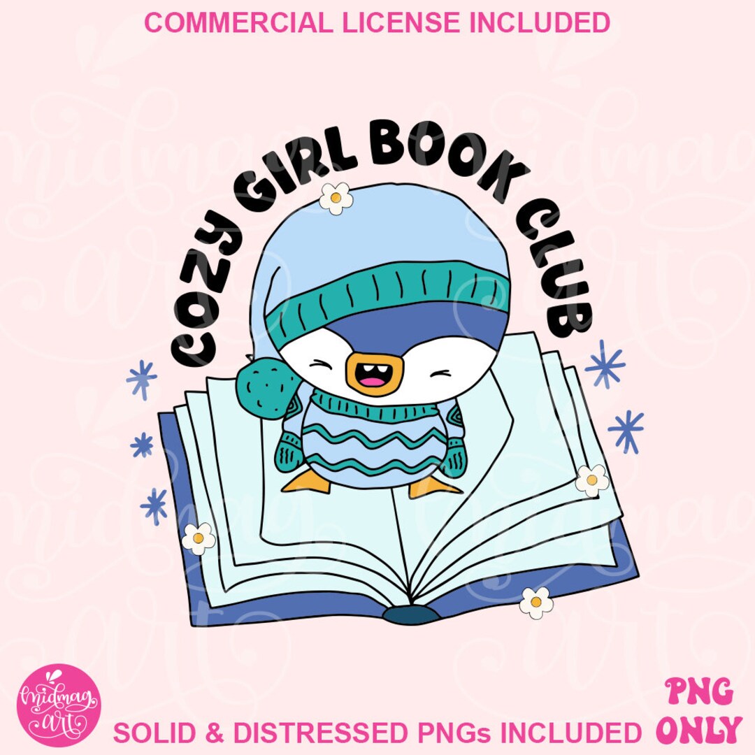 Cozy Girl Book Club PNG, Cute Trendy Bookish Artsy, Design for Shirts ...