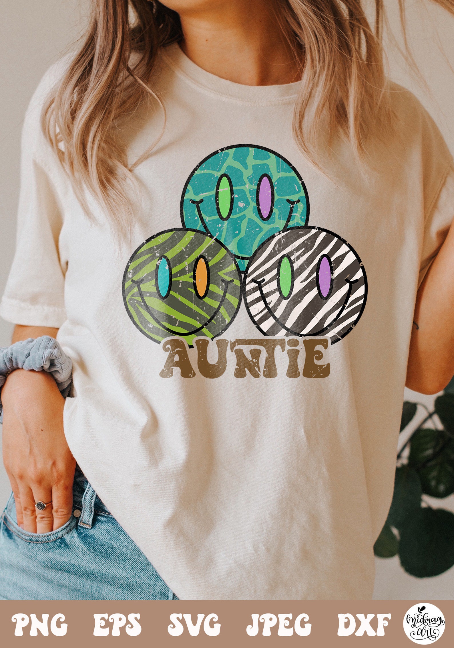 Retro Auntie Smiley Face Svg Png Sublimation Distressed Png - Etsy