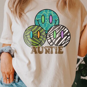 Retro Auntie Smiley Face Svg Png Sublimation, Distressed Png ...