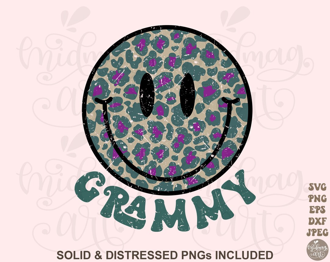 Retro Grammy Smiley Face Svg Png Sublimation, Distressed Png ...