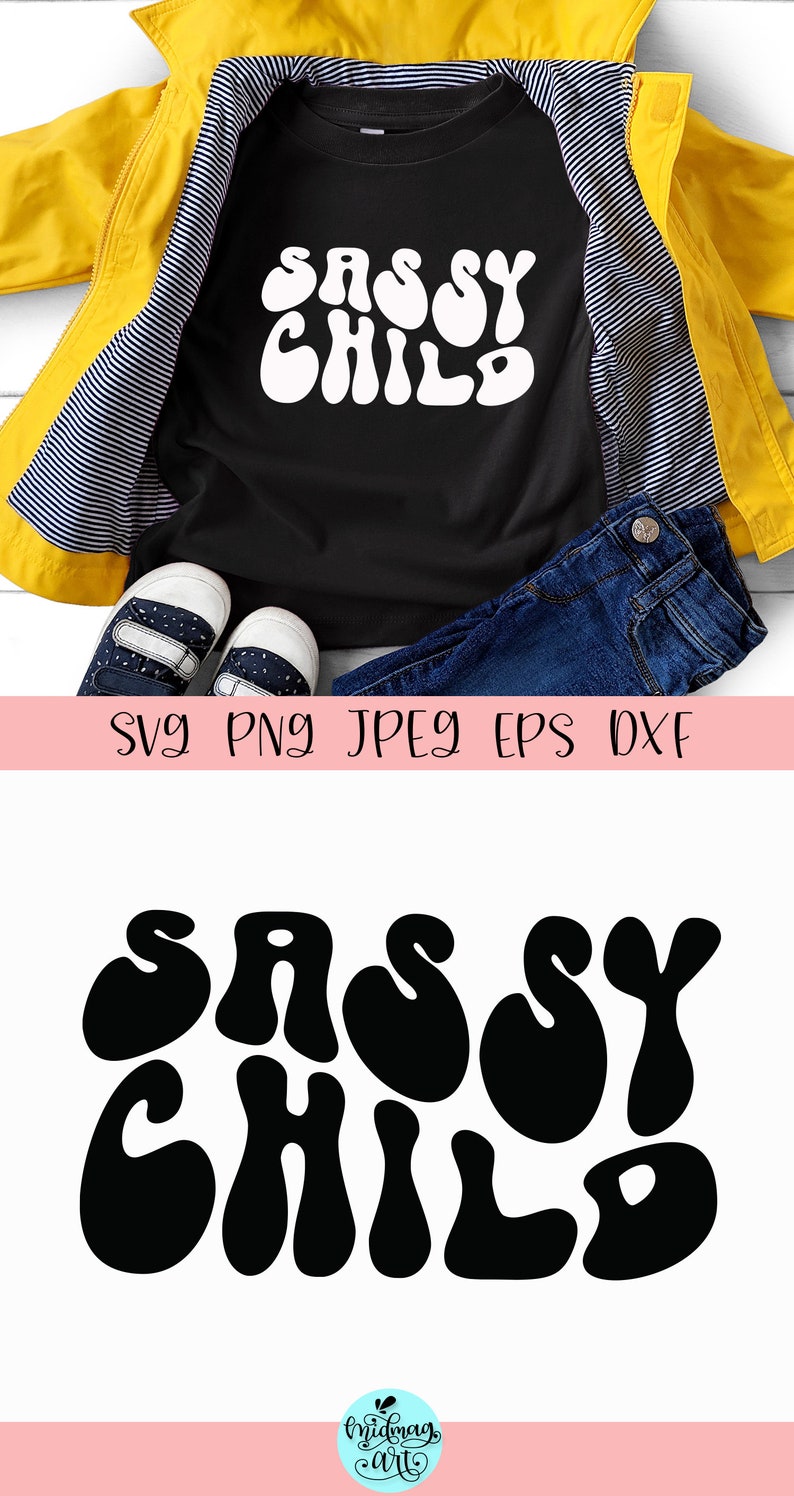 Sassy Child Svg Groovy Svg Wavy Text Svg Hippie Font Svg | Etsy