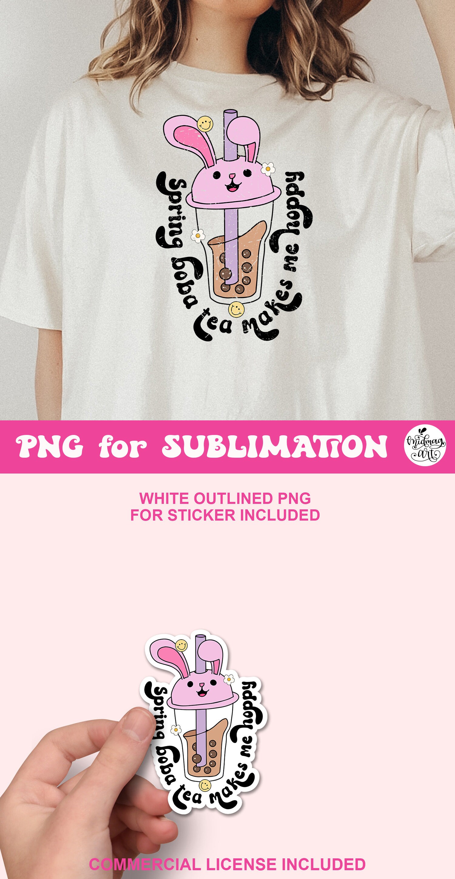 Spring Boba Tea Makes Me Hoppy PNG, Easter Png, Easter Bunny Png ...