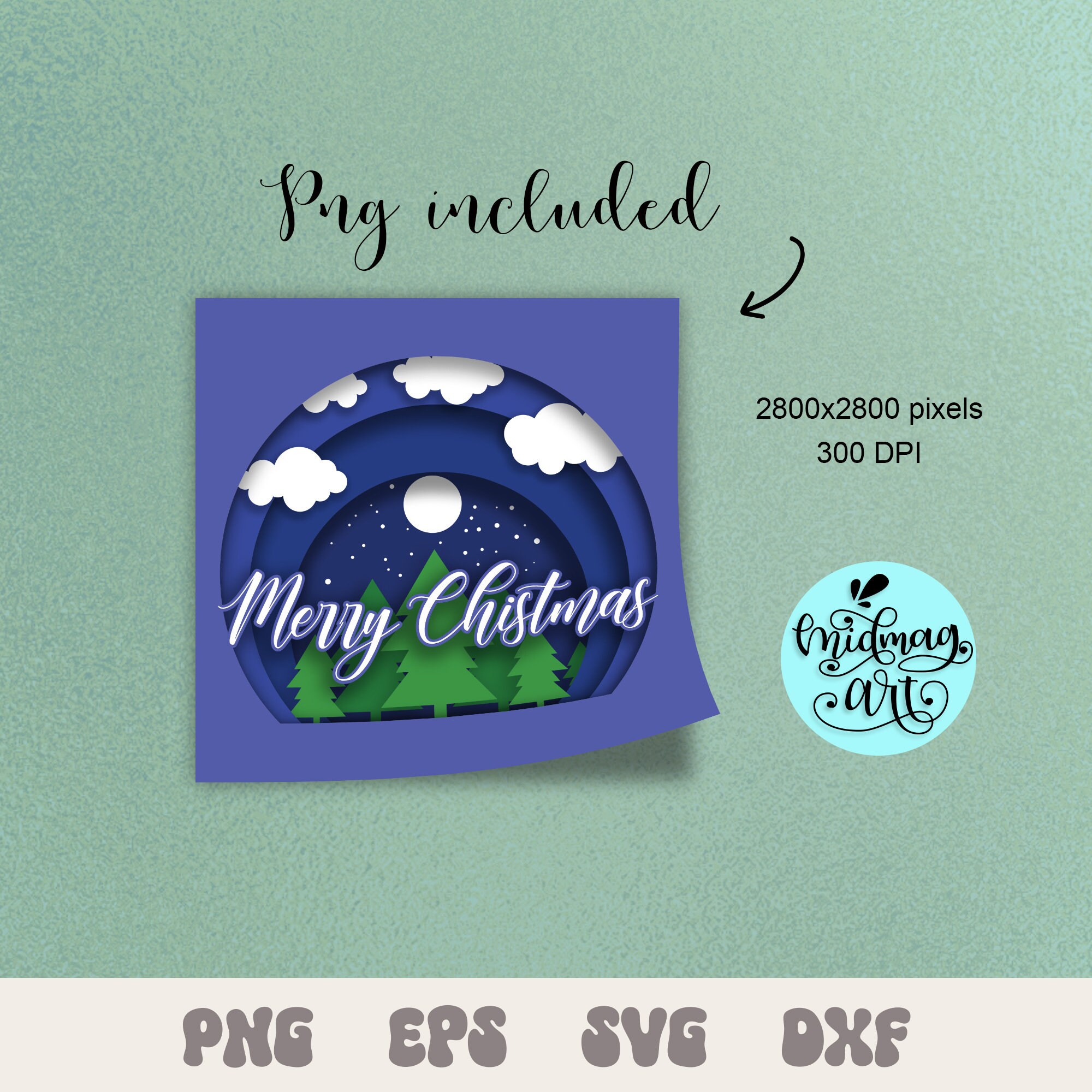 Merry Christmas Shadow Box Svg Christmas Scene Shadow Box - Etsy