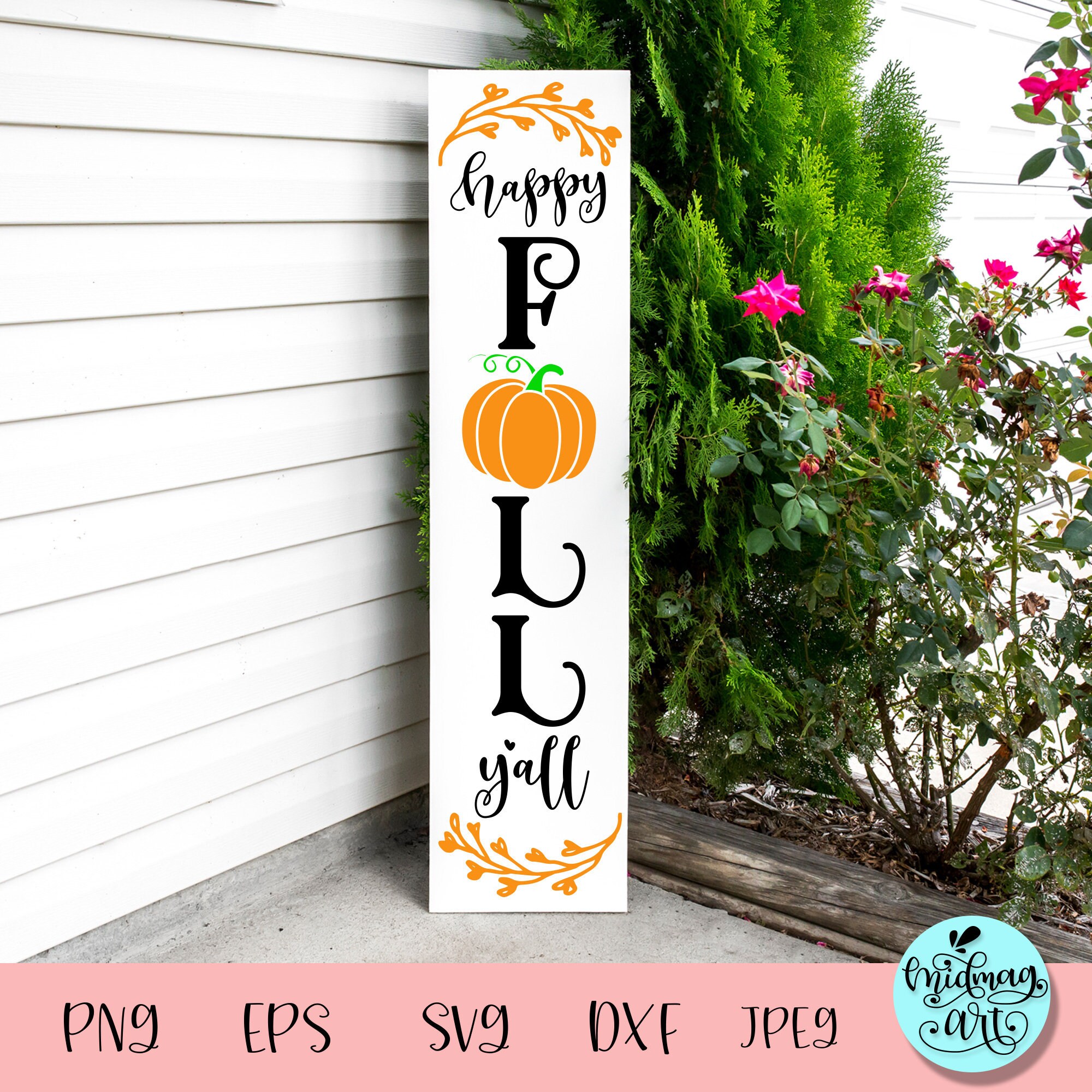 Happy fall y'all fall porch sign svg welcome fall wood | Etsy