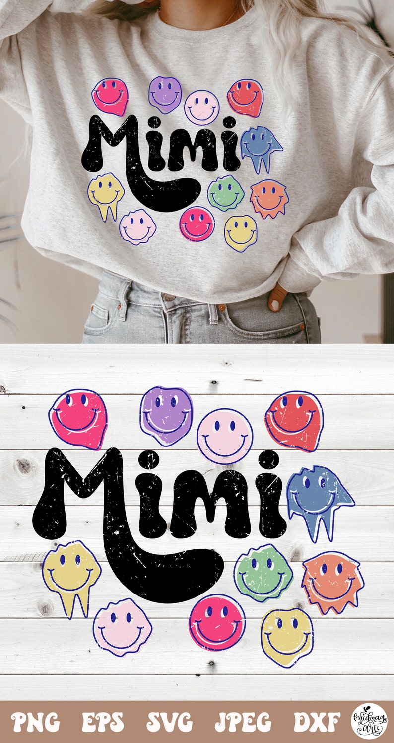 Hippie Mimi Smiley Face Svg Png Sublimation Distressed Png - Etsy