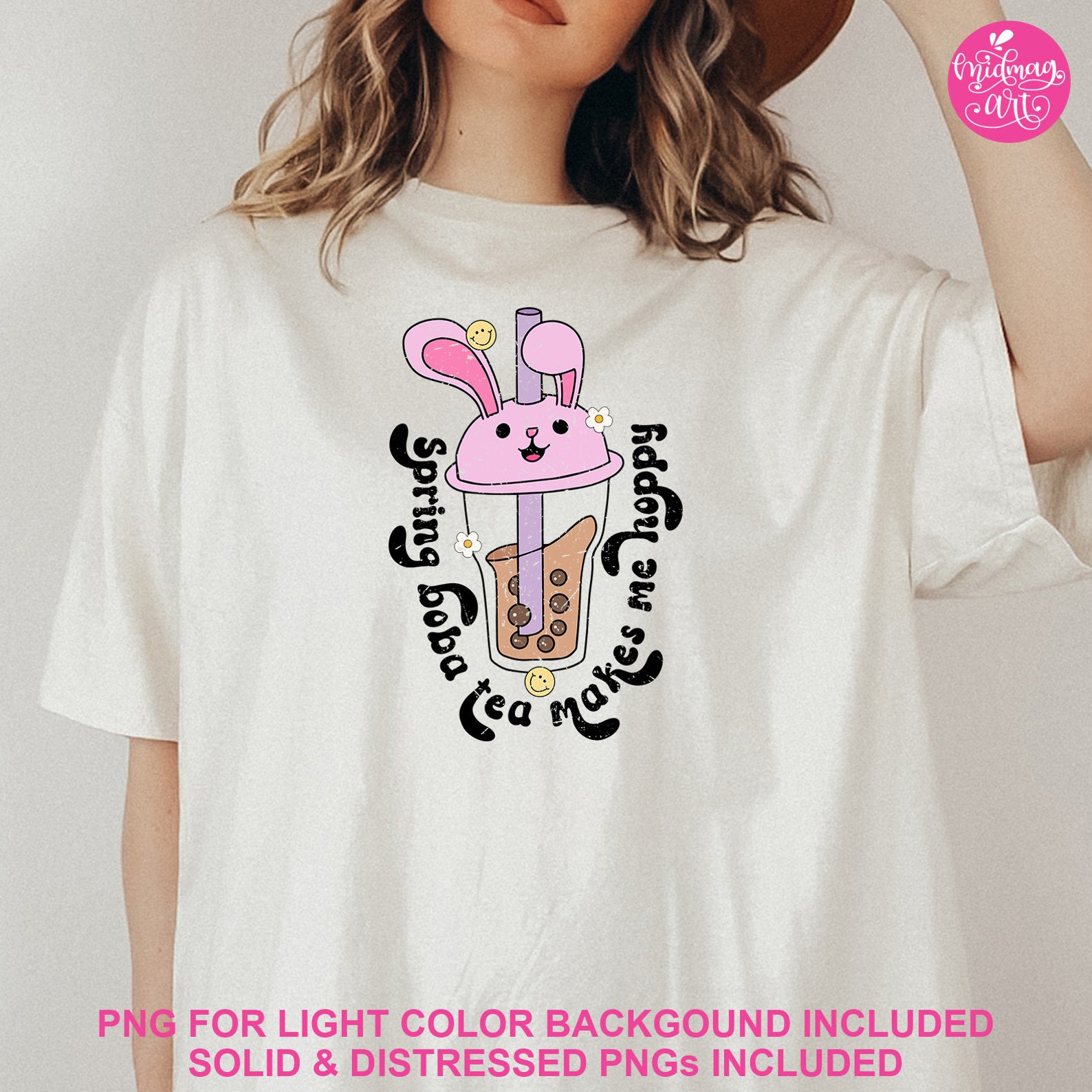 Spring Boba Tea Makes Me Hoppy PNG, Easter Png, Easter Bunny Png ...