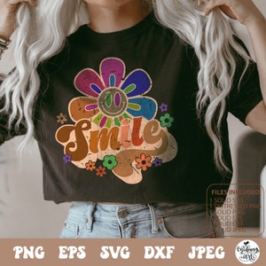 Retro Smile Png, Distressed Smiley Face PNG, Daisy Smiley Face PNG ...