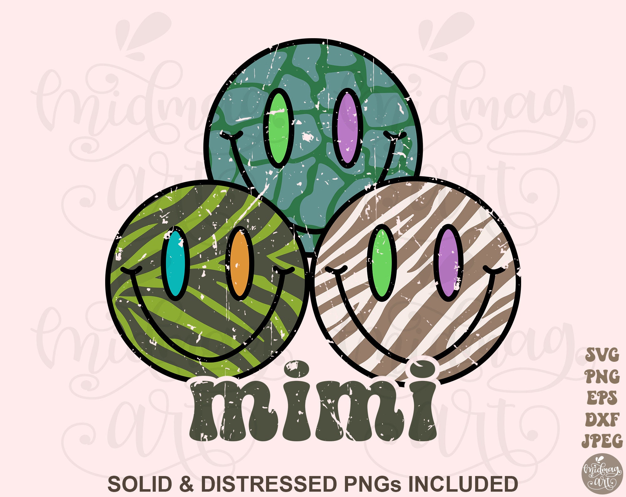 Retro Mimi Smiley Face Svg Png Sublimation Distressed Png - Etsy