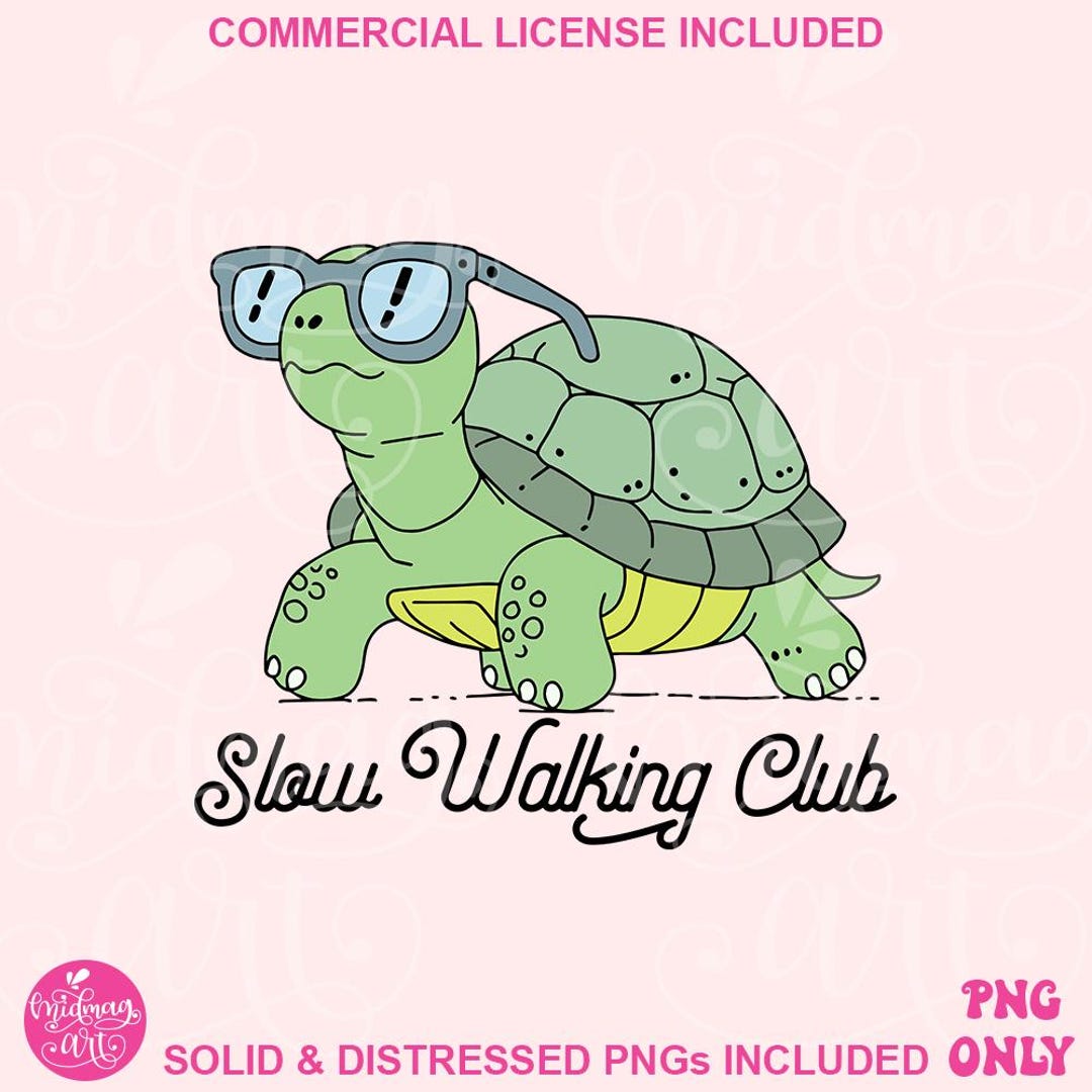 Slow Walking Club Png, Cute Funny Turtle, Vintage Animal Quotes, Hand ...